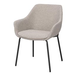 Pharao24.de Esszimmer Polsterst&uuml;hle in Hellgrau Webstoff Metallgestell (2er Set)