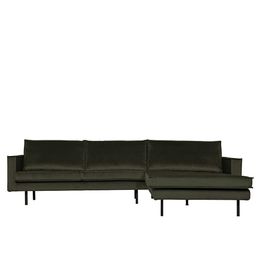 Pharao24.de L Sofa in Dunkelgr&uuml;n Samt 300 cm breit