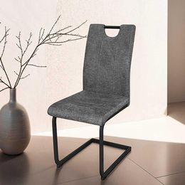 Pharao24.de Freischwinger Stuhl Esszimmer aus Metall und Webstoff (2er Set)