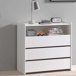 Pharao24.de Schubladen Kommode in Wei&szlig; 90 cm breit