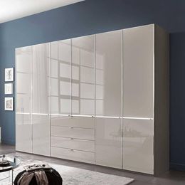 Pharao24.de Moderner Dreht&uuml;renschrank Kleiderschrank in Hellgrau und Braun