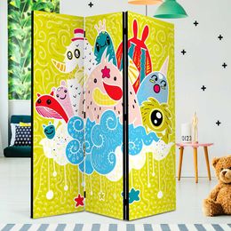 Pharao24.de Kinder Trennwand mit Monster Motiv Gelb und Bunt