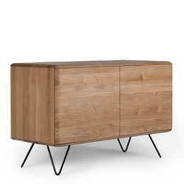 Pharao24.de Eiche Bianco Sideboard aus Massivholz Vierfu&szlig;gestell aus Metall