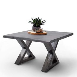Pharao24.de Designercouchtisch Baumkantentisch mit X Gestell in Schwarzgrau