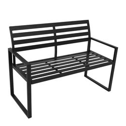 Pharao24.de Metall Gartenbank schwarz pulverbeschichtet zwei Sitzpl&auml;tzen