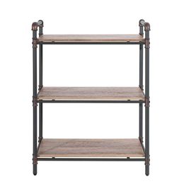 Pharao24.de Industriedesign Regal in Schwarz und Holz verwitterter Optik 90 cm hoch