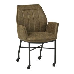 Pharao24.de Esszimmerarmlehnstuhl mit Kunststoffrollen 51 cm Sitzh&ouml;he (2er Set)