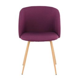 Pharao24.de Polsterstuhl Set in Violett Webstoff Metallgestell in Naturfarben (2er Set)
