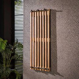 Pharao24.de Garderobenpaneel Garderobe aus Mangobaum Massivholz in Mangoholz Sandfarben