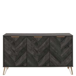 Pharao24.de Sideboard Kommode in Holz Black Wash 3 t&uuml;rig