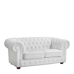 Pharao24.de Zweier Sofa Leder weiss im Chesterfield Look 172 cm breit