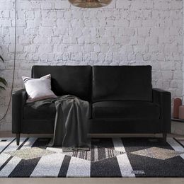 Pharao24.de Wohnzimmer Couch in Schwarz Kunstleder Bezug