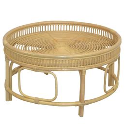 Pharao24.de Tisch aus Rattan Geflecht im Landhaus Stil 41 cm hoch