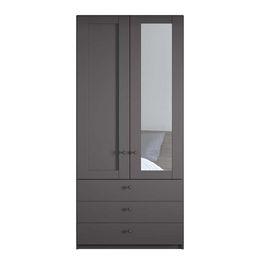 Pharao24.de Kleiderschrank modern Landhaus in Dunkelgrau Spiegelt&uuml;r
