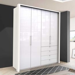 Pharao24.de Jugend Kleiderschrank in Wei&szlig; Glas beschichtet Faltt&uuml;ren