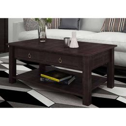Pharao24.de Massivholz Couchtisch im Kolonialstil Kiefer lackiert in Wenge 110x45x60 cm Pharao24