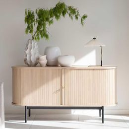 Pharao24.de Skandi Stil Sideboard in Eiche White Wash Vierfu&szlig;gestell aus Metall