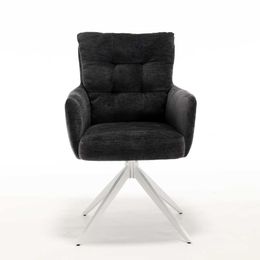 Pharao24.de Polsterstuhl Esszimmer Drehbare St&uuml;hle aus Chenillegewebe und Metall (2er Set)