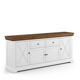 Pharao24.de Sideboard Kommode 200 cm breit mit Holzgriffen