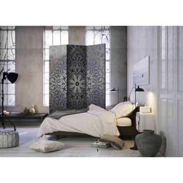 Pharao24.de Design Paravent mit Mandala Motiv Grau und Blau