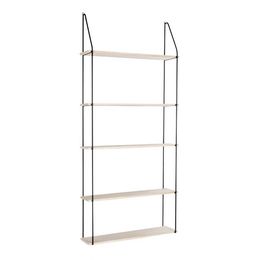 Pharao24.de Wandregal in Schwarz und Holz Naturfarben 65 cm breit