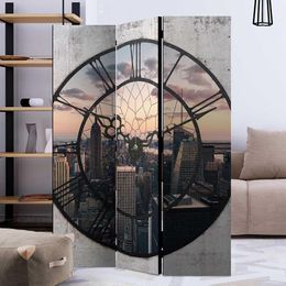 Pharao24.de Fotodruck Paravent mit NYC Motiv in Uhr Leinwand F&uuml;llung