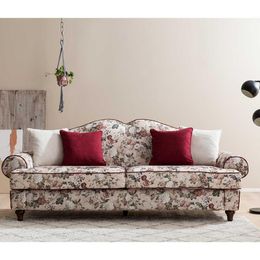 Pharao24.de Vintage Sofa gebl&uuml;mt im Landhausstil 228 cm breit - 90 cm tief