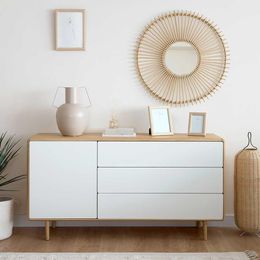 Pharao24.de Gro&szlig;e Kommode im Skandi Design Eschefarben und Weiss