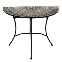 Pharao24.de Halbrunder Balkon Wandtisch im Retrostil mit Mosaik Platte
