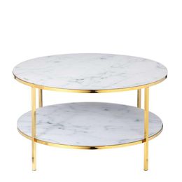 Pharao24.de Designcouchtisch in Wei&szlig; und Goldfarben Marmoroptik