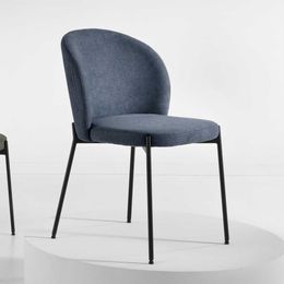 Pharao24.de Polsterstuhl Set Esszimmer in Blaugrau Gestell aus Metall (4er Set)