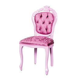 Pharao24.de Polsterstuhl in Rosa Samt und Buche Massivholz