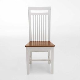 Pharao24.de Esszimmerstuhl in Wei&szlig; Braun Kiefer Massivholz (2er Set)