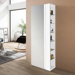 Pharao24.de Schuhschrank in Wei&szlig; Spiegelt&uuml;r