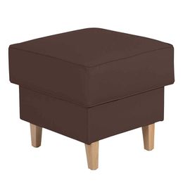 Pharao24.de Brauner Kunstleder Hocker in quadratischer Form Vierfu&szlig;gestell aus Holz