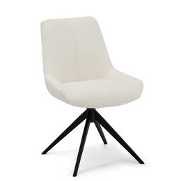 Pharao24.de Stuhl Esszimmer Esszimmerstuhl in Wei&szlig; aus Boucle (2er Set)