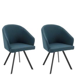 Pharao24.de Cocktail St&uuml;hle in Blau und Schwarz Webstoff Bezug (2er Set)
