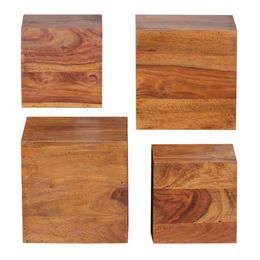 Pharao24.de Regalw&uuml;rfel aus Sheesham Massivholz 25 cm (vierteilig)