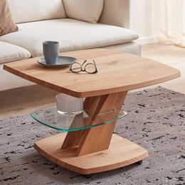 Pharao24.de Moderner Couchtisch aus Kernbuche Massivholz ge&ouml;lt h&ouml;henverstellbar rollbar