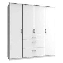 Pharao24.de Schlafzimmerkleiderschrank weiss 4 t&uuml;rig drei Schubladen