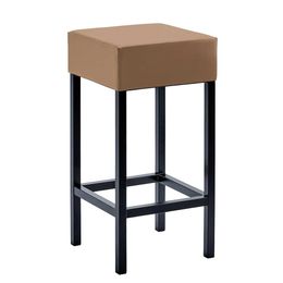 Pharao24.de Design Hocker f&uuml;r K&uuml;che in Hellbraun & Schwarz Vierfu&szlig;gestell aus Metall