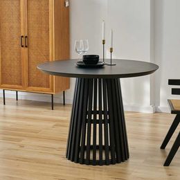 Pharao24.de Schwarzer K&uuml;chen Tisch im Skandi Design 100 cm Durchmesser