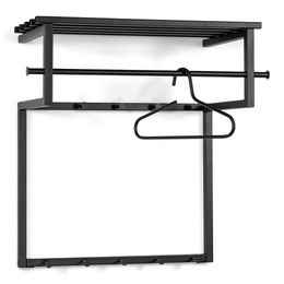 Pharao24.de Metall Wandgarderobe in Schwarz pulverbeschichtet 76 cm breit