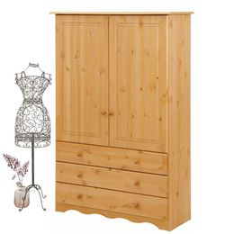 Pharao24.de Schlafzimmerschrank aus Kiefer Massivholz 95 cm breit