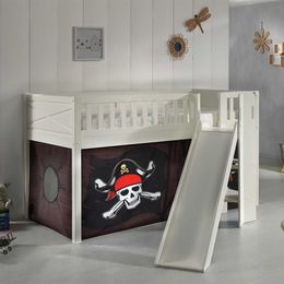 Pharao24.de Spielbett Pirat aus Kiefer Massivholz Leiter und Rutsche