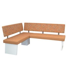 Pharao24.de Eckbank modern in Wei&szlig; und Braun mit Muster 180 cm breit