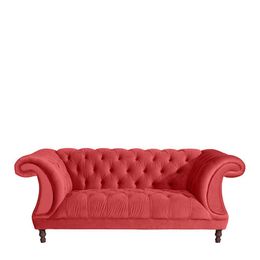 Pharao24.de Zweisitzer Samtvelours Sofa in Rot neuen Barockstil