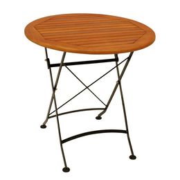 Pharao24.de Klapptisch Outdoor rund 75 cm Durchmesser Eukalyptusholz & Stahl