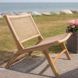 Pharao24.de Rattansessel aus Teak Massivholz Kordel Geflecht