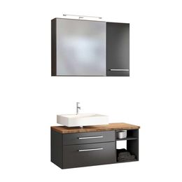 Pharao24.de Design Badm&ouml;bel in dunkel Grau und Wildeiche Dekor modern (dreiteilig)